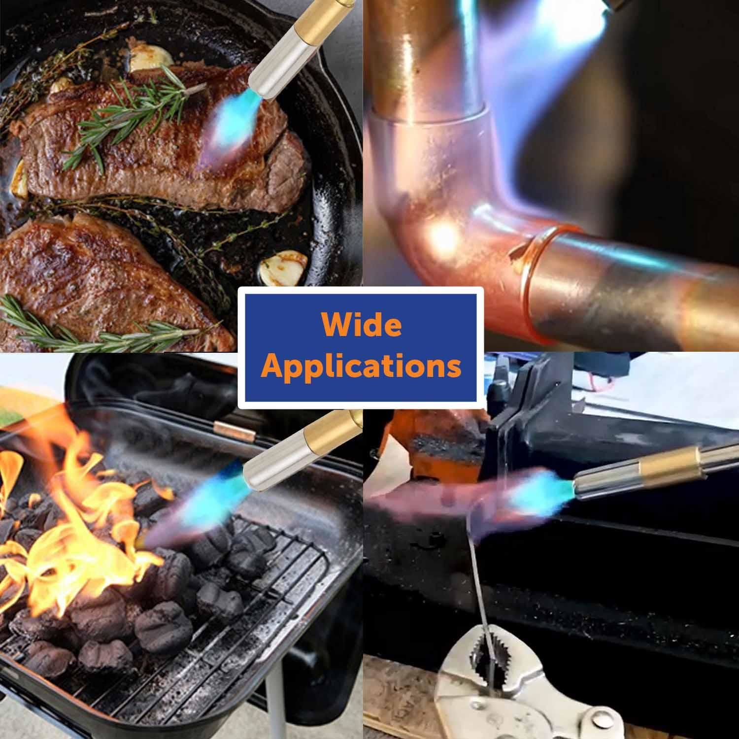 FLAME KING Propane Gas Blow Torch with Push Button Igniter and 2 ...