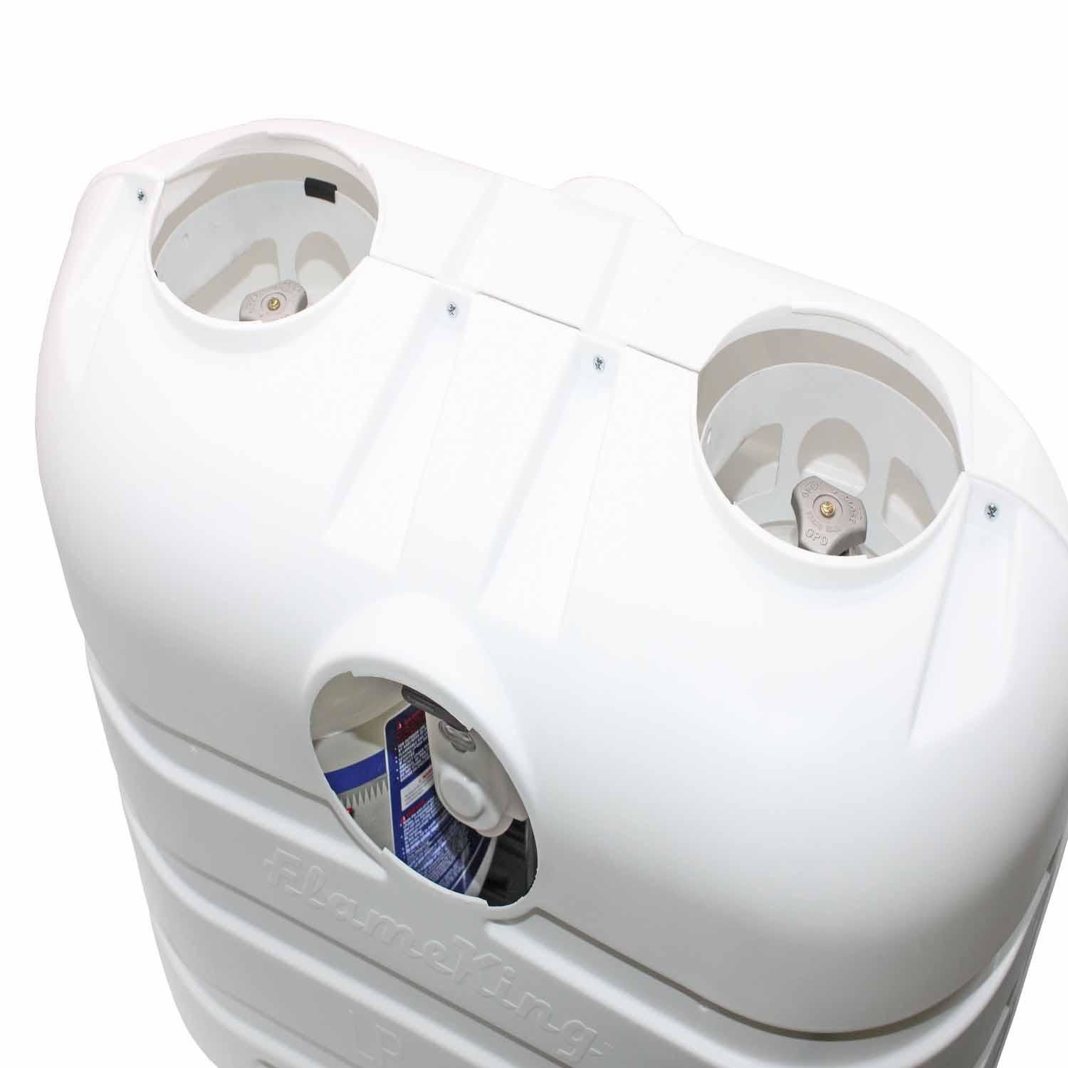 FLAME KING 30lbs Heavy Duty Light White Plastic RV Trailer Propane Tank ...