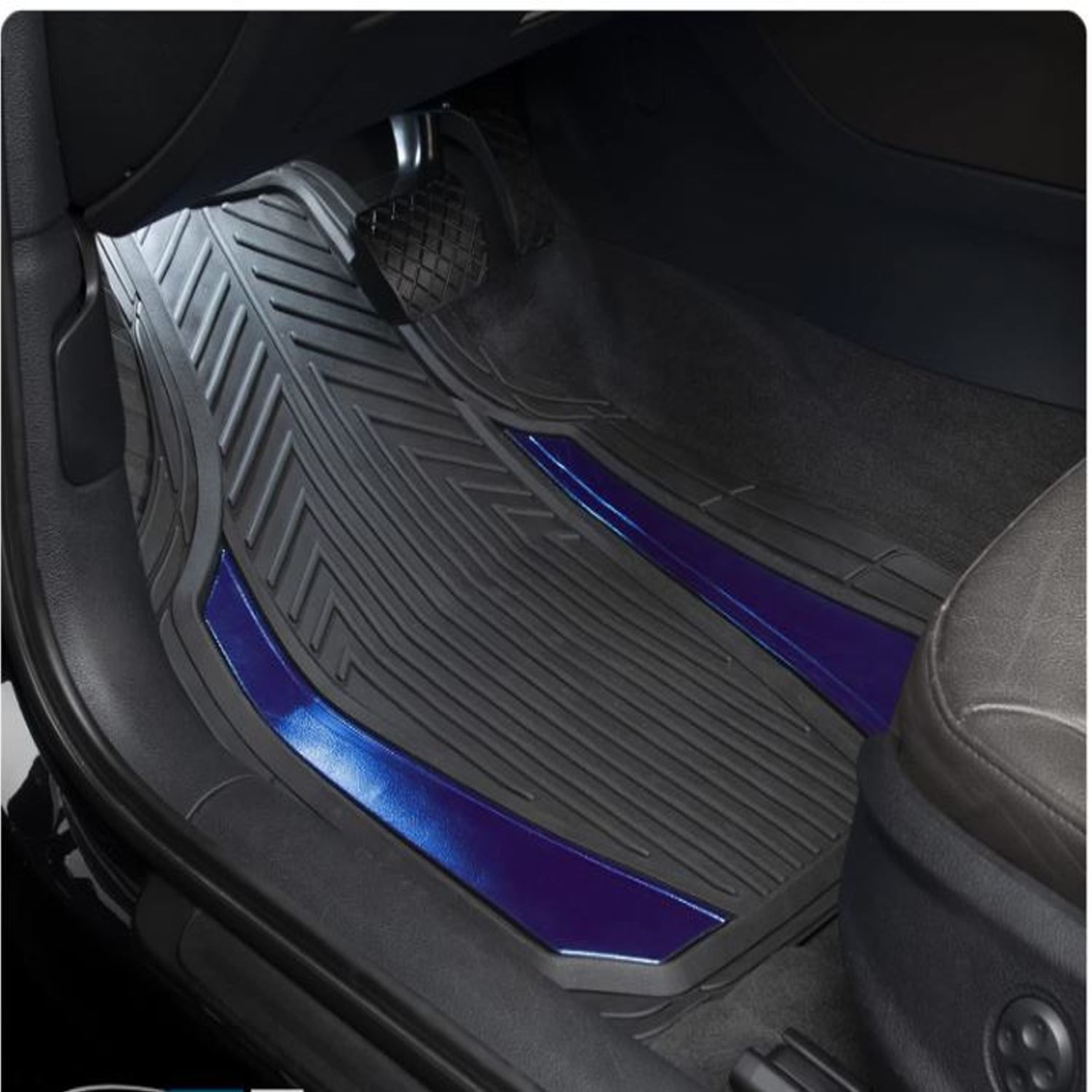 Juego de Tapetes Custom Accessories Negro con Azul con 4 Piezas