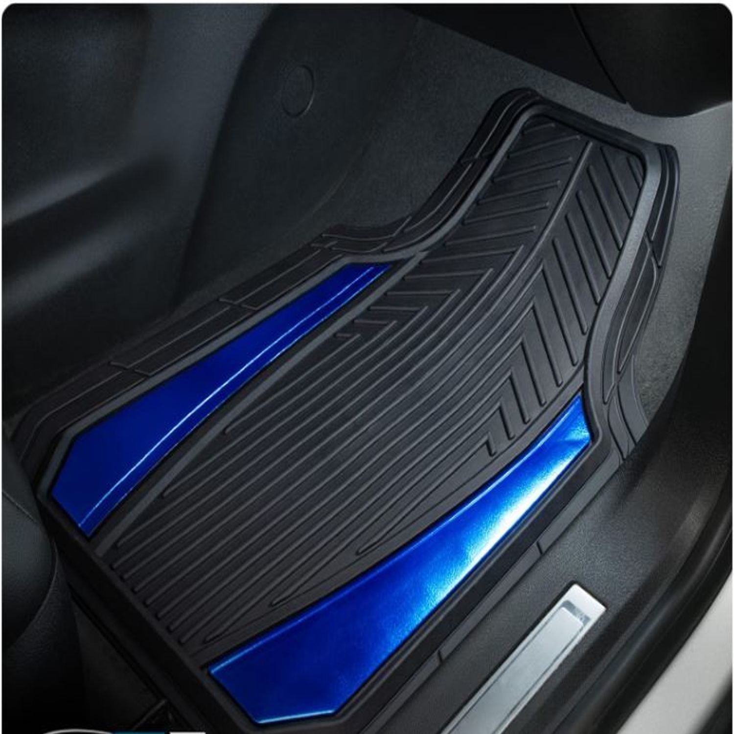Juego de Tapetes Custom Accessories Negro con Azul con 4 Piezas