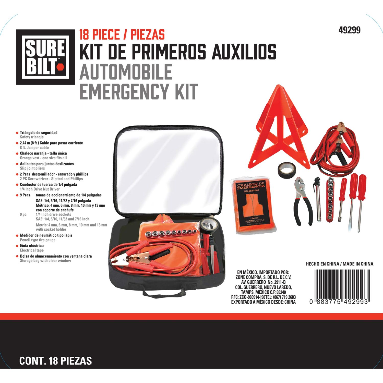 Surebilt Kit de Emergencia, 18 Piezas
