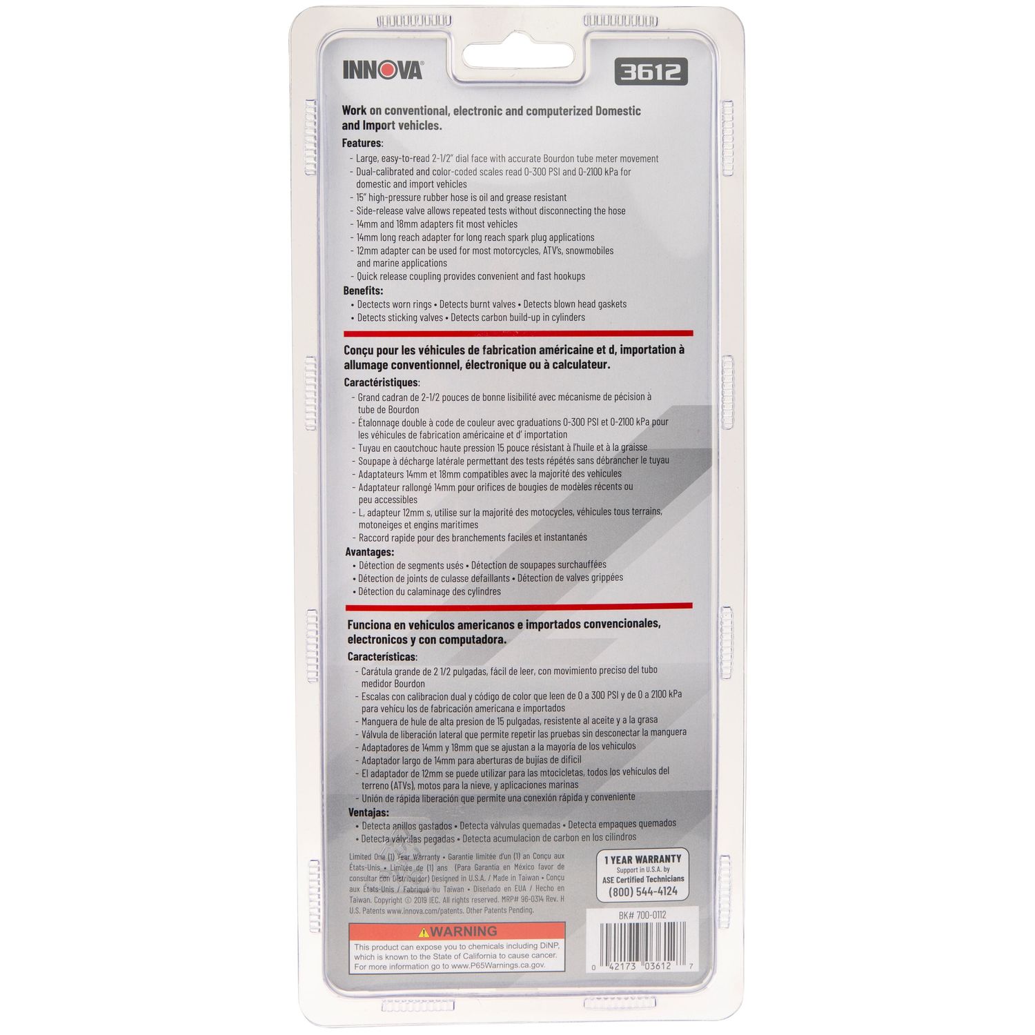 Innova Testeador de Compresion 4 Piezas