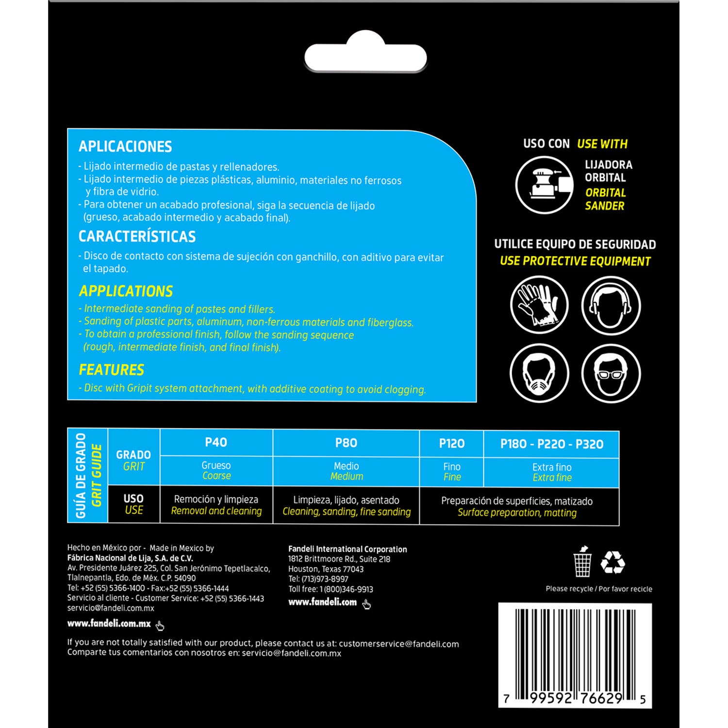 Fandeli Kit de Discos A080 Grado 180