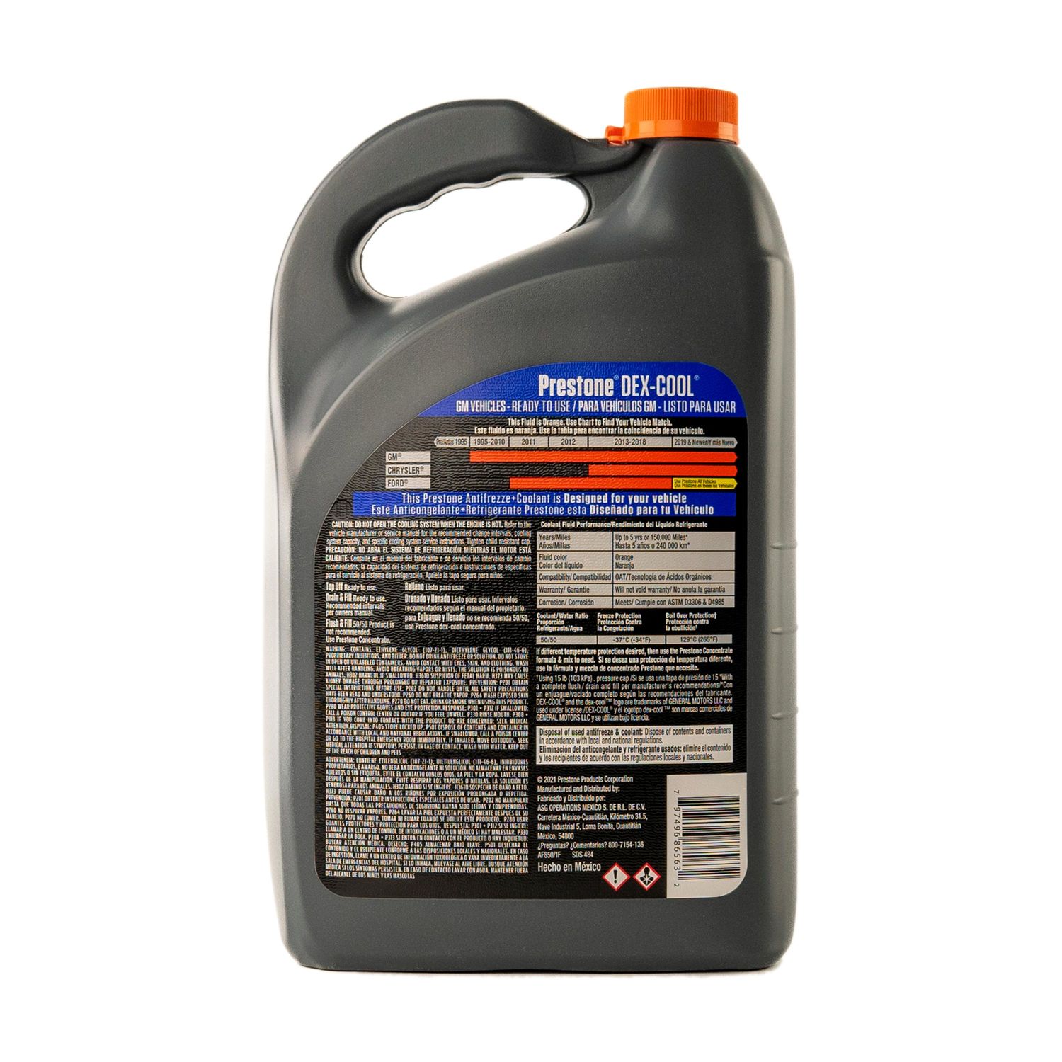 Anticongelante y Refrigerante Prestone Dex-Cool Naranja Listo para Usar