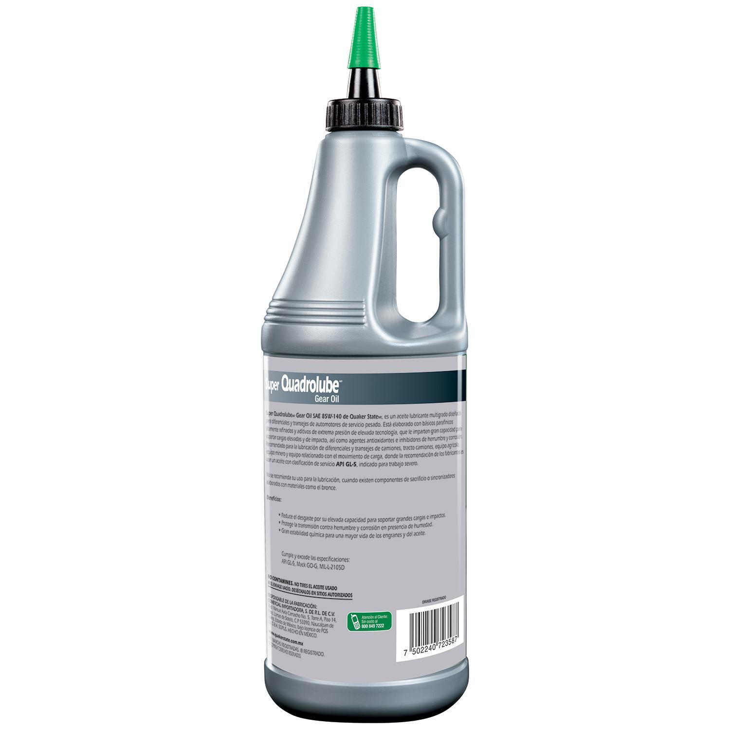 Quaker State Aceite para Engranes Quadrolube Gl5 SAE 85W-140, 32 Onzas