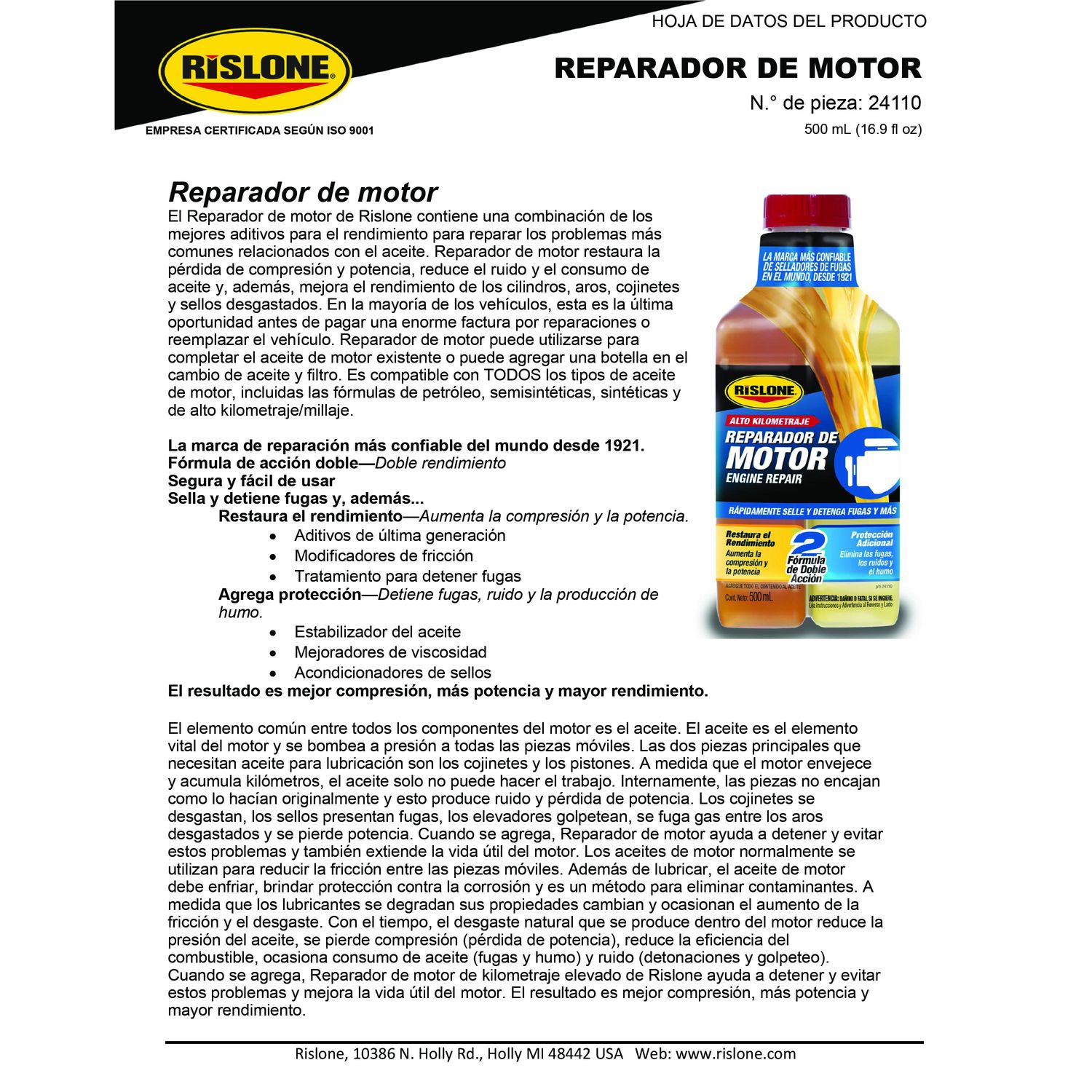Rislone Tratamiento para Motor 2 Partes 500ml