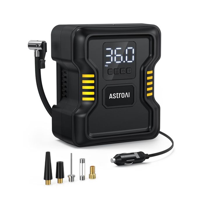 AstroAI 12 Volt DC 150 PSI Portable Tire Inflator Air Compressor with LED Light for Car