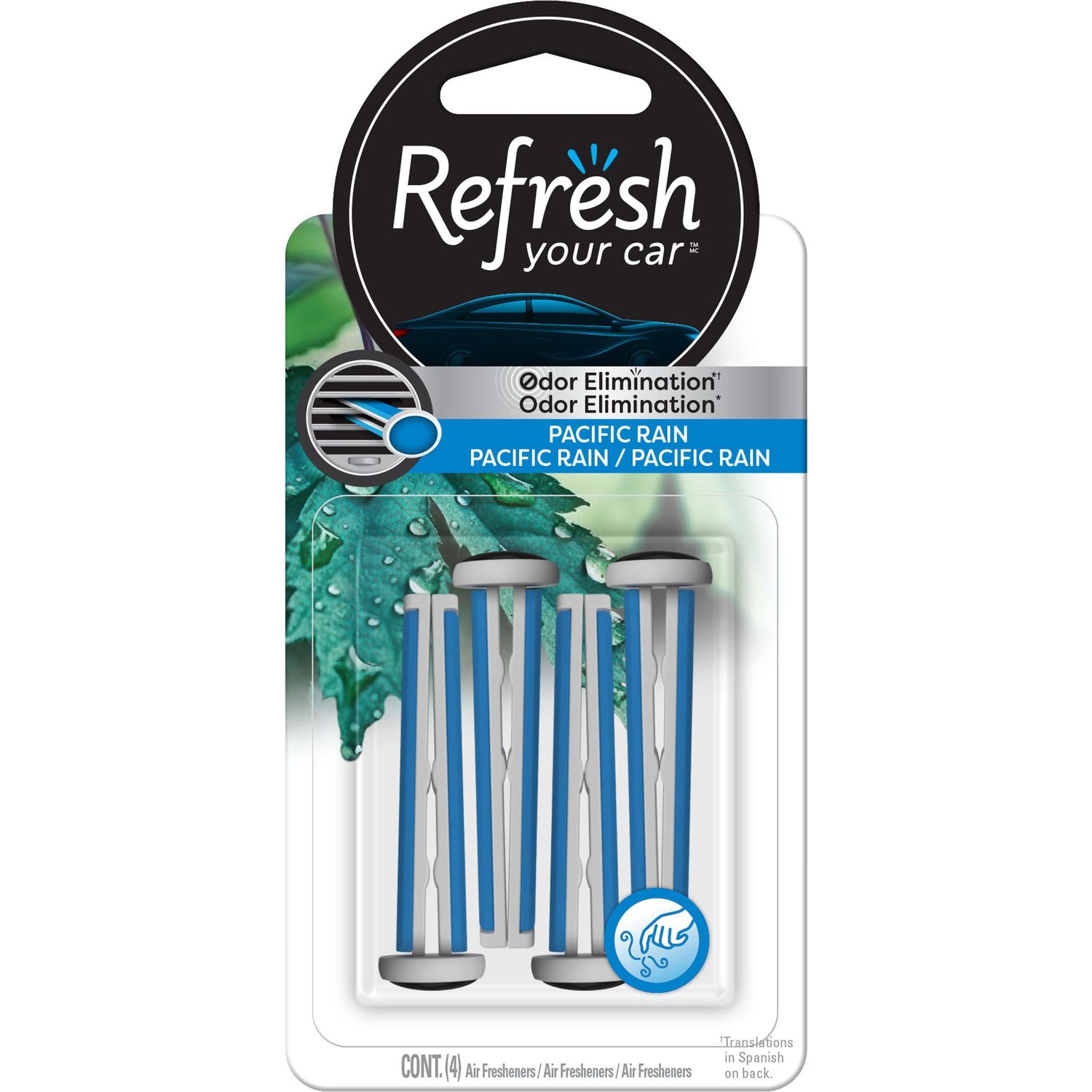 Refresh Your Car Pacific Rain Scent Air Freshener Vent Clip 4 Pack