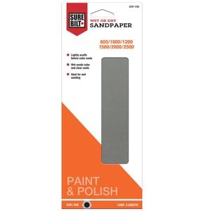 SureBilt 1 3 Sheet Waterproof Sandpaper Grits 800 1000 1200 1500 2000 2500 6 Pack