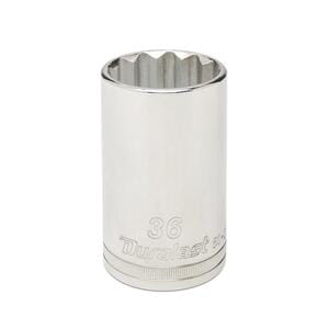 Duralast 1/2in Drive 36mm 12 Point Metric Deep Chrome Socket