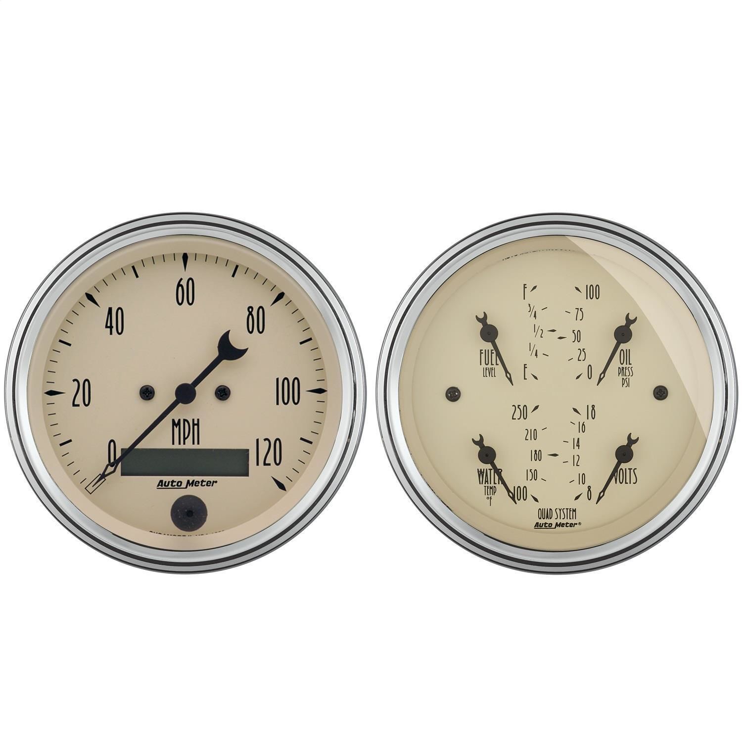 AutoMeter Antique Beige 3 3/8in Multiple Gauge Set 2 Piece