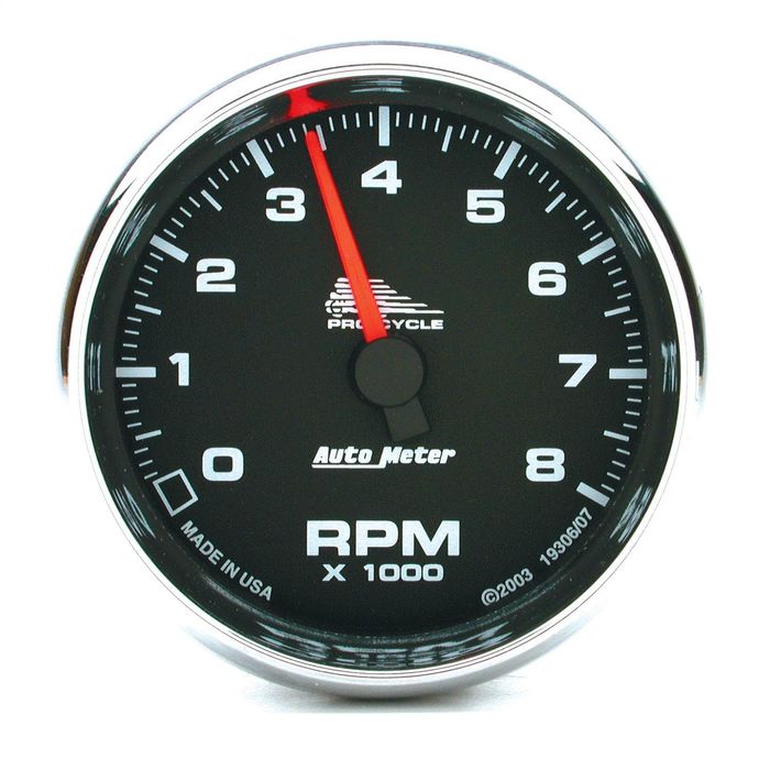 AutoMeter 2 5/8in 0-8,000 RPM Black Pro-Cycle Tachometer