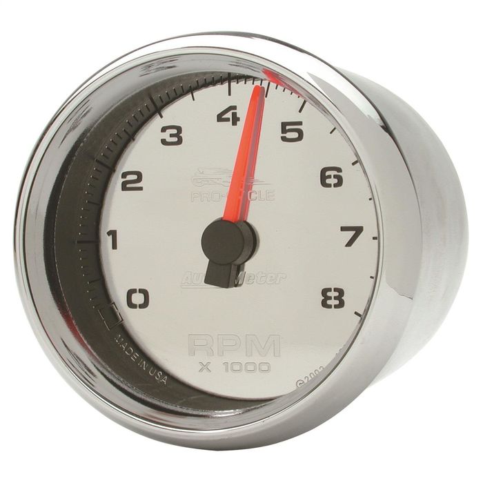 AutoMeter 2 5/8in 0-8,000 RPM White Pro-Cycle Tachometer