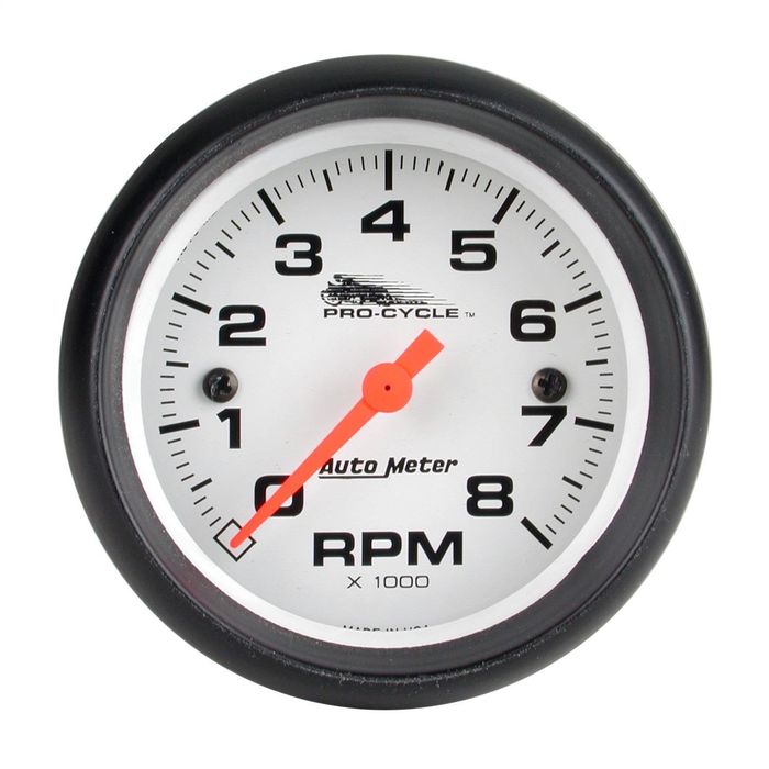 AutoMeter 2 5/8in 0-8,000 RPM White and Black White Pro-Cycle Tachometer