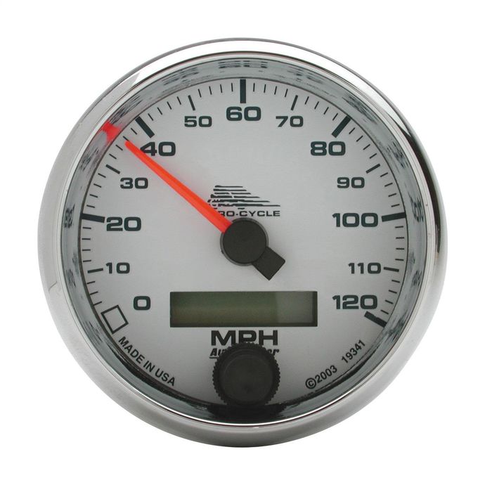 AutoMeter 2 5/8in 0-120 MPH White Pro-Cyle Electric Speedometer Gauge