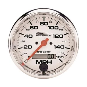 AutoMeter 3 3/4in 0-160 MPH White Pro-Cycle Electric Speedometer Gauge