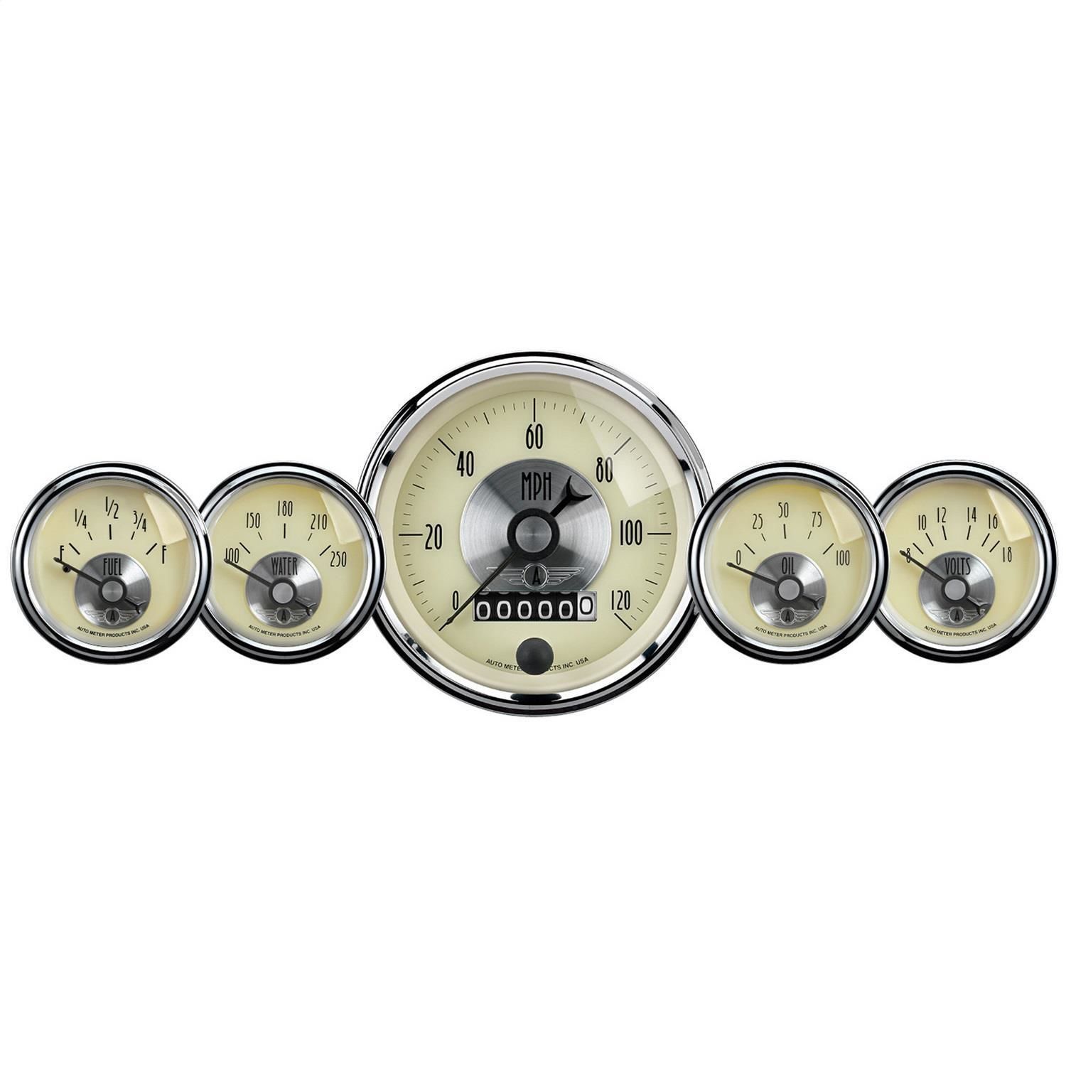AutoMeter Antique Ivory 3 3/8in and 2 1/16in Electric Speedometer Gauge ...