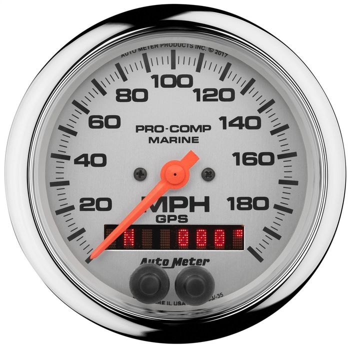 AutoMeter 3 3/8in 200 MPH Marine Chrome Speedometer Gauge