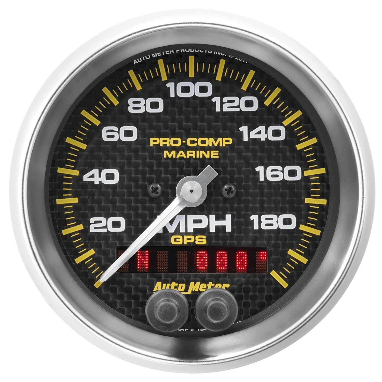 AutoMeter Marine Carbon Fiber 3 3/8in 200 MPH Speedometer Gauge