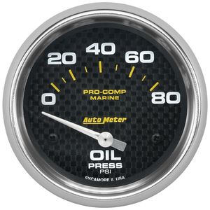AutoMeter 2 5/8in 0-80 PSI Marine Carbon Fiber Electric Oil Pressure Gauge