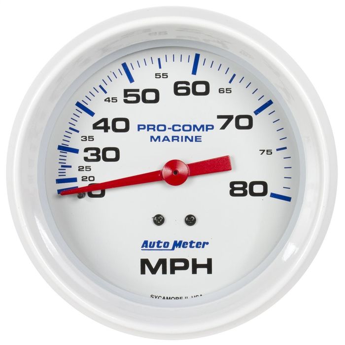 AutoMeter 3 3/8in 80 MPH Marine White Mechanical Speedometer Gauge