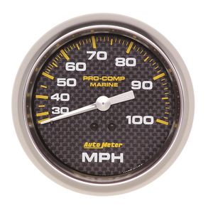 AutoMeter 3 3/8in 0-100 MPH Marine Carbon Fiber Mechanical Speedometer ...
