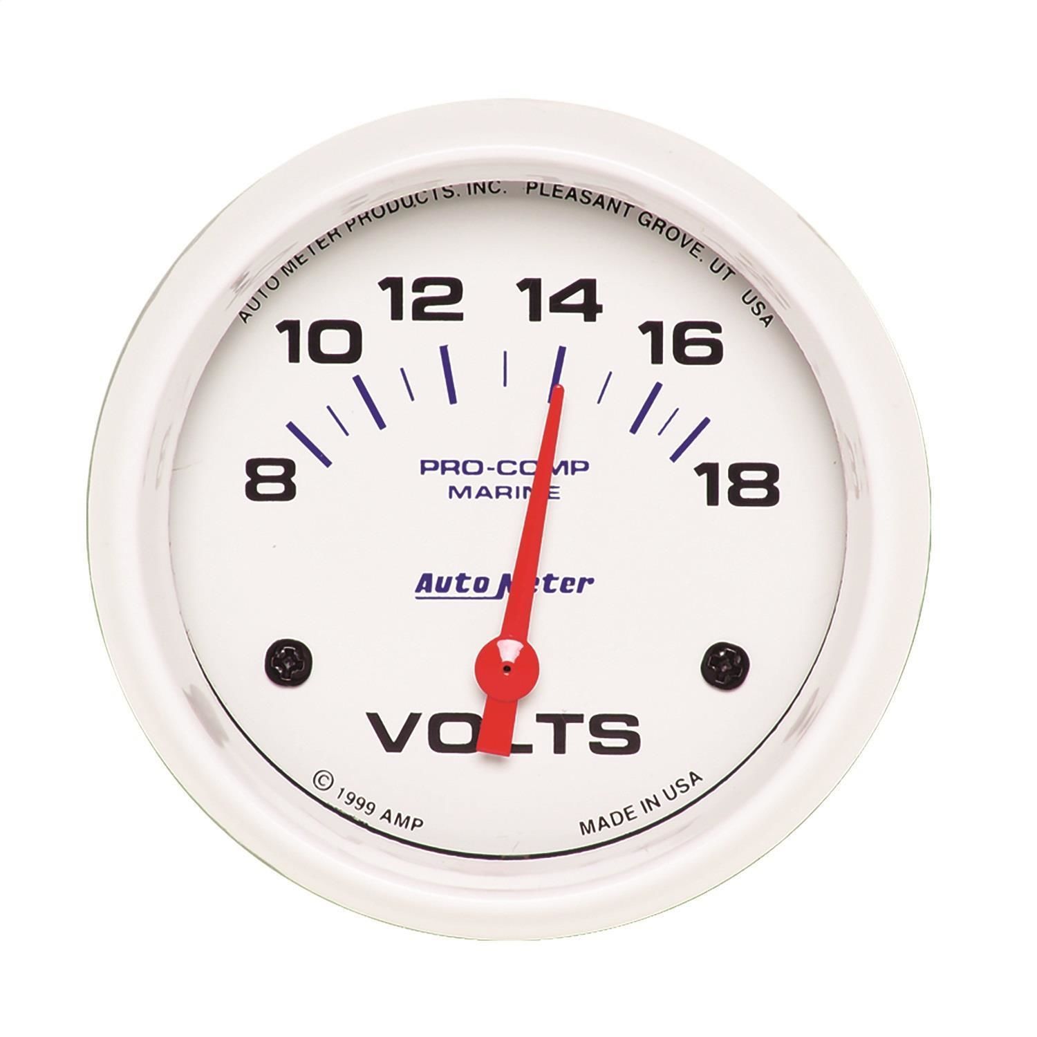 AutoMeter Marine White 2-5/8in 8-18 Volt Voltmeter