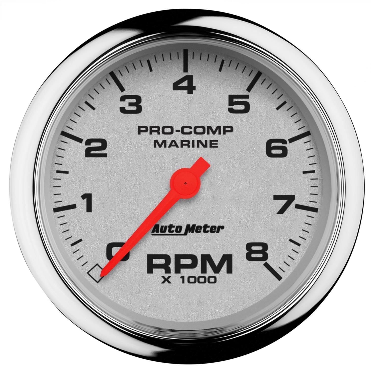 AutoMeter 3 3/8in 0-8,000 RPM In-Dash Marine Chrome Ultra-Lite Tachometer