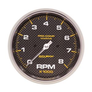 AutoMeter 5in 0-8,000 RPM Black In-Dash Marine Carbon Fiber Tachometer