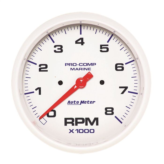 AutoMeter 5in 0-8,000 RPM White In-Dash Marine Tachometer