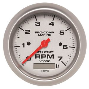AutoMeter 3 3/8in 0-7,000 RPM In-Dash with Hour Meter Marine Silver ...