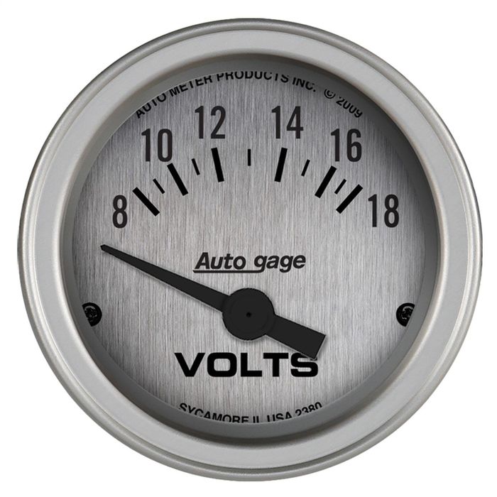 AutoMeter Silver Bezel 2 1/16in 8-18 Volt Voltmeter Gauge