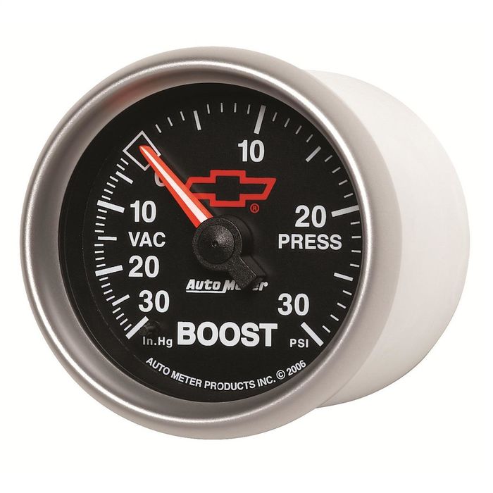AutoMeter Black 2 1/16in 0-30 IN HG 0-30 PSI Mechanical Chevy Red ...