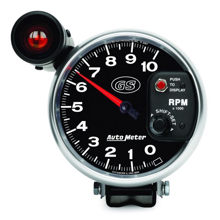 AutoMeter 5in 0-10,000 RPM Black Pedestal GS Tachometer