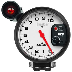 AutoMeter 5in 0-10,000 RPM White Phantom Tachometer Gauge