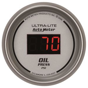 AutoMeter Silver Dial with Red LED 2 1/16in 0-100 PSI Digital Oil ...