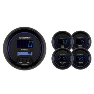 AutoMeter Black with Blue LED 3 3/8in and 2 1/16in Electric Multiple ...