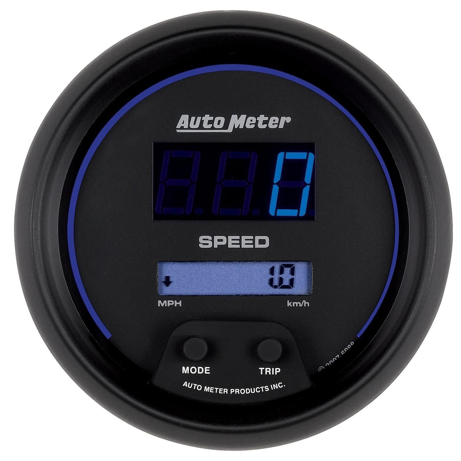 AutoMeter Black with Blue LED 3 3/8in 0-260 MPH and km/h Digital ...