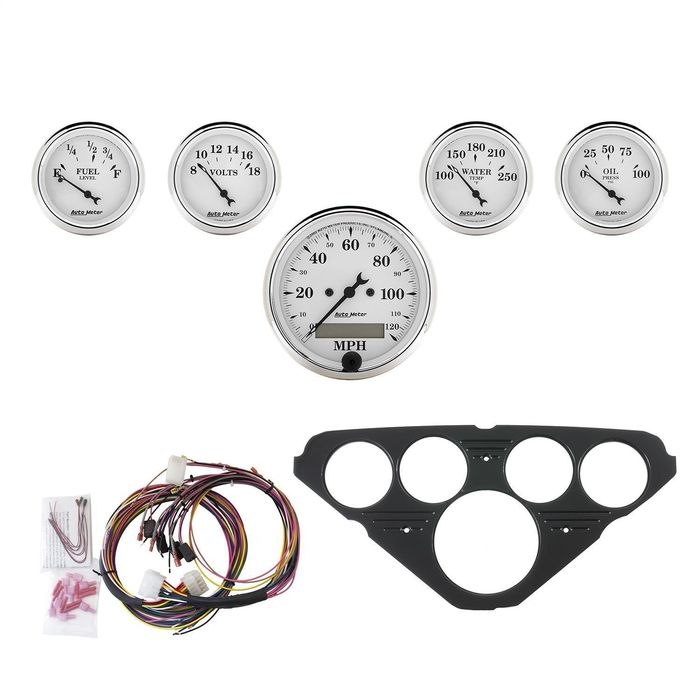AutoMeter 5 Gauge Direct-Fit Dash Kit, Chevy Truck 55-59, Old Tyme White