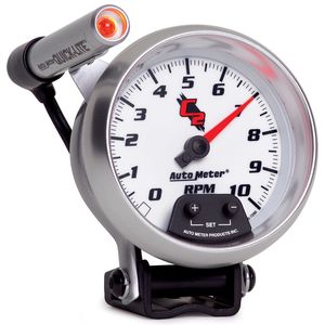 AutoMeter 3 3/4in 0-10,000 RPM White and Silver Pedestal C2 Tachometer
