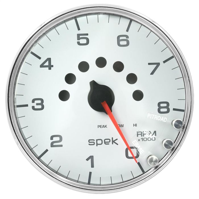 AutoMeter 5in 0-8,000 RPM White and Chrome In-Dash Spek-Pro Tachometer