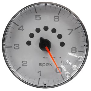 AutoMeter 5in 0-8,000 RPM Silver and Chrome In-Dash Spek-Pro Tachometer