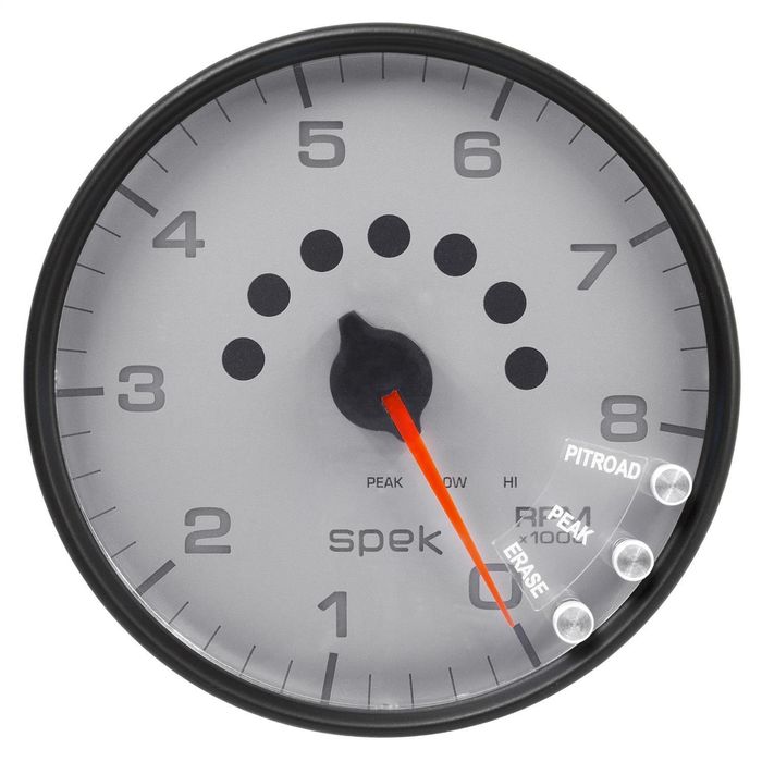 AutoMeter 5in 0-8,000 RPM Silver and Black In-Dash Spek-Pro Tachometer
