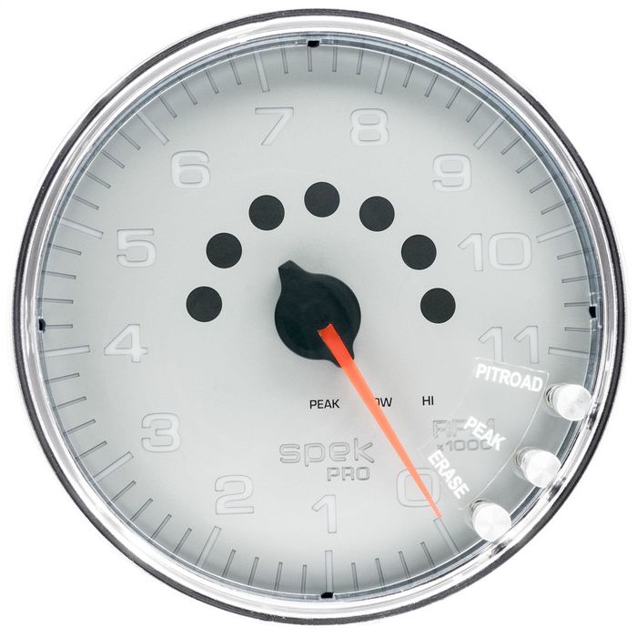 AutoMeter 5in 0-11,000 RPM Silver and Chrome In-Dash Spek-Pro Tachometer