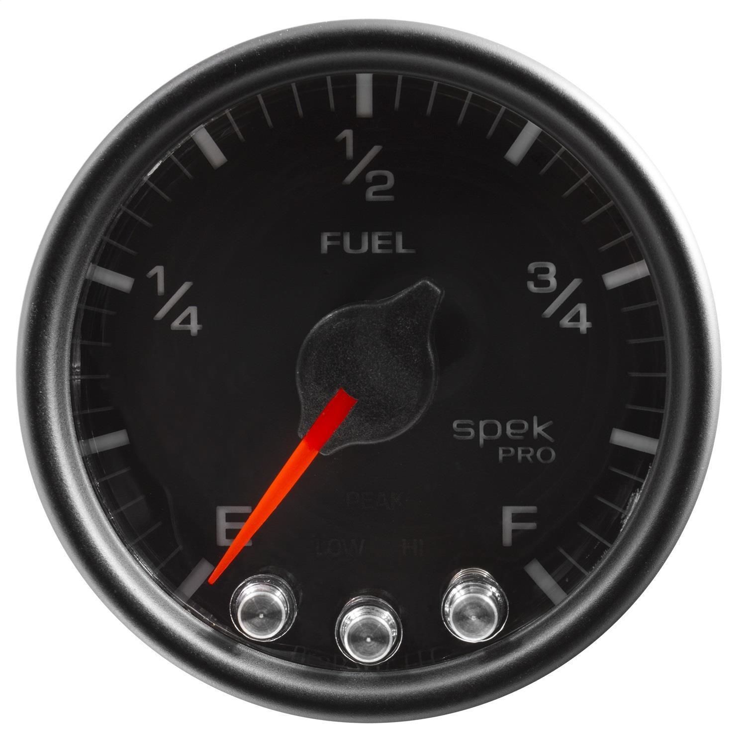 AutoMeter Black 2 1/16in 0-300 Ohms Programable Spek-Pro Fuel Level Gauge