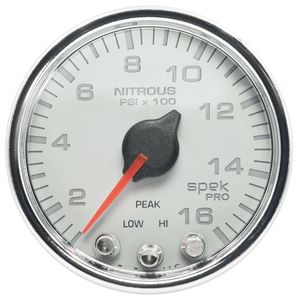 AutoMeter 2 1/16in 0-1600 PSI Spek-Pro White with Chrome Nitrous ...