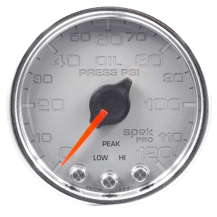 AutoMeter Silver with Chrome 2 1/16in 0-120 PSI Spek-Pro Oil Pressure Gauge