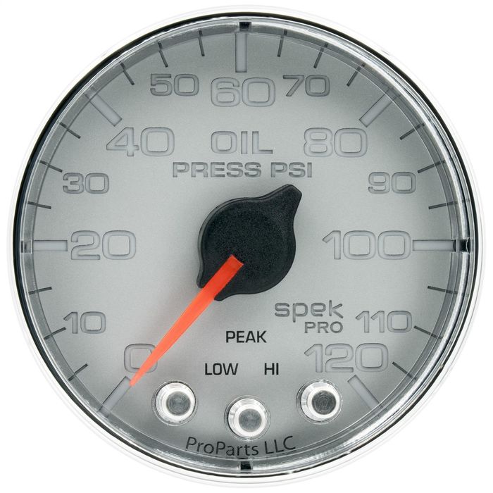 AutoMeter Silver with Chrome 2 1/16in 0-120 PSI Spek-Pro Oil Pressure Gauge