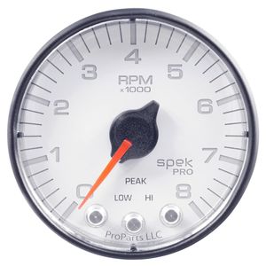 AutoMeter 2 1/16in 0-8,000 RPM White and Black In-Dash Spek-Pro Tachometer