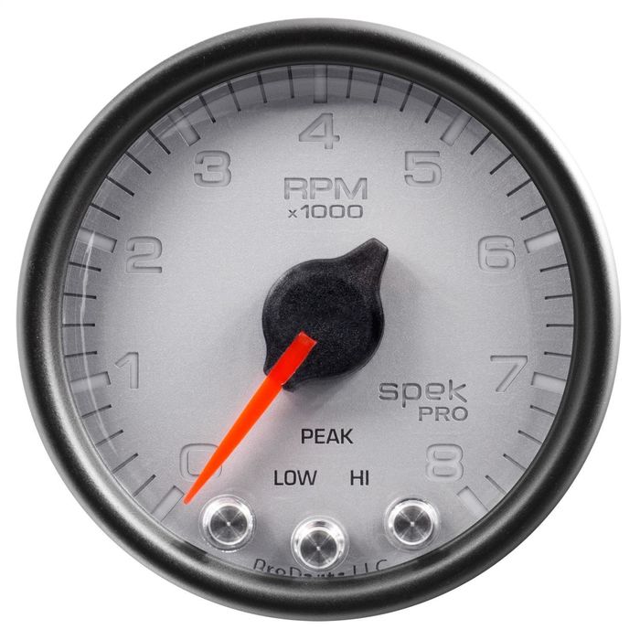 AutoMeter 2 1/16in 0-8,000 RPM Silver and Black In-Dash Spek-Pro Tachometer